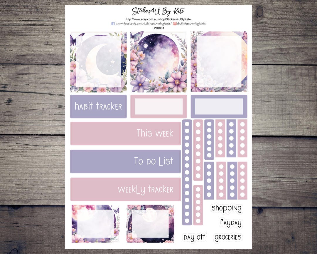 Celestial Moon Flower | Lime and Mortar Weekly Planner Sticker Kit ...