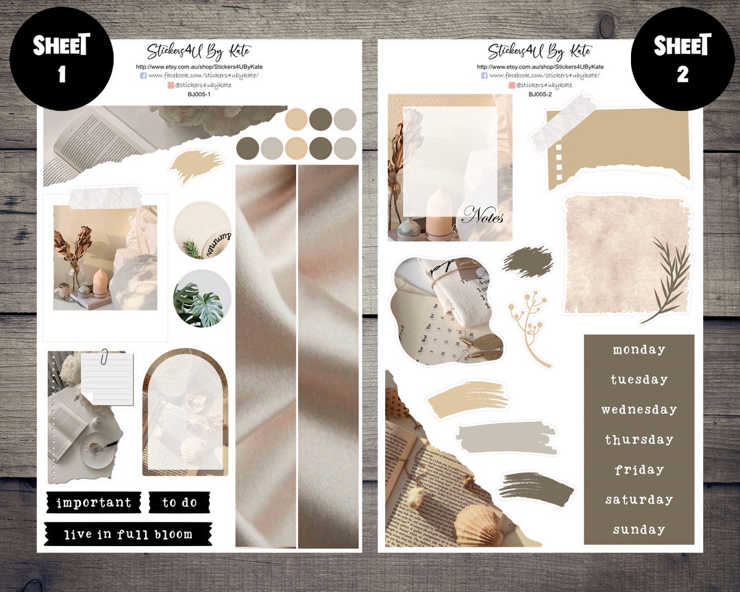 Neutral | Journaling Kit | Planner Sticker Kit | Bullet Journal ...