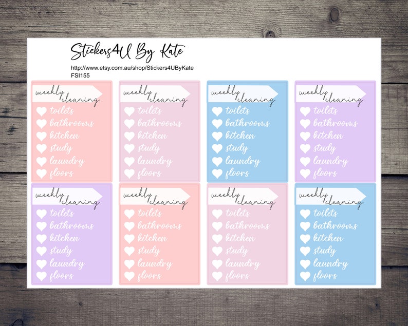 Pastel Colour Sidebar Checklist Cleaning Checklist Erin | Etsy