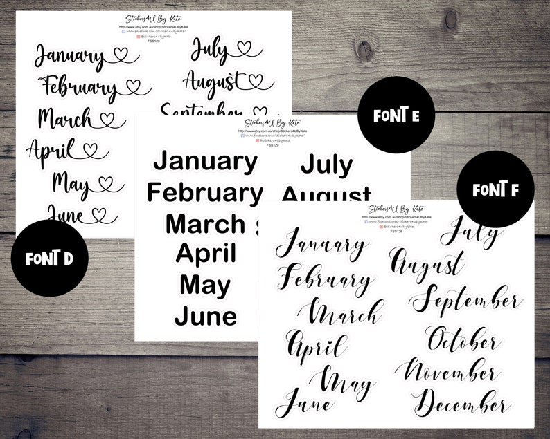 LARGE Month Script Sticker Months of the Year Stickers - Etsy