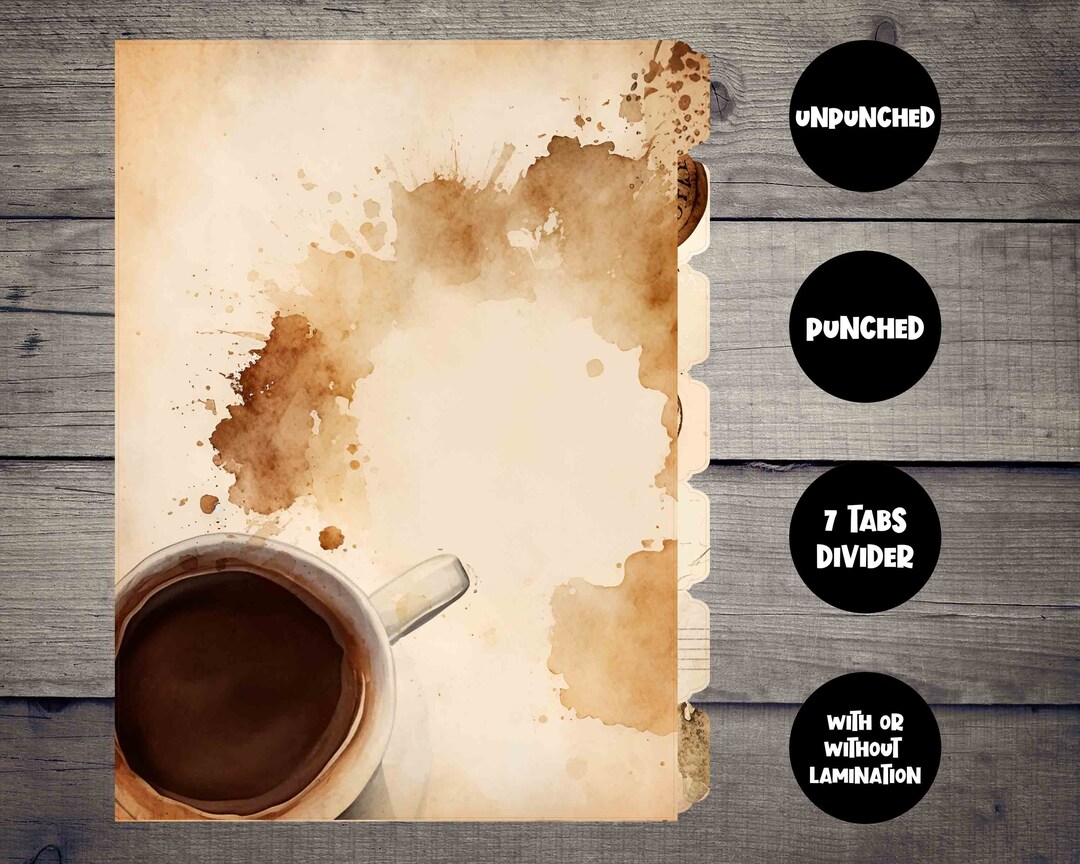 Coffee Lover | Set of 7 Planner Divider | Planner Index for Ring ...