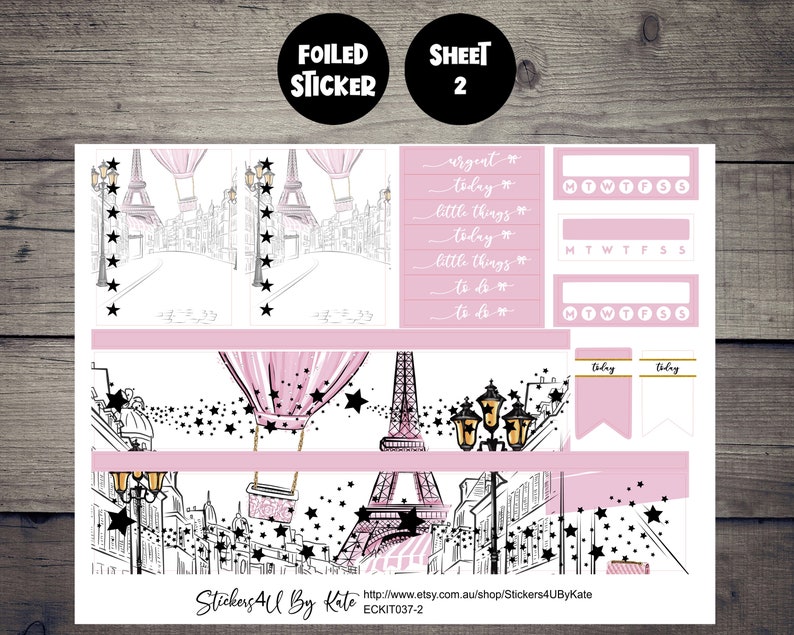 A Walk to Paris-pink | Weekly Vertical Planner Stickers Kit ...