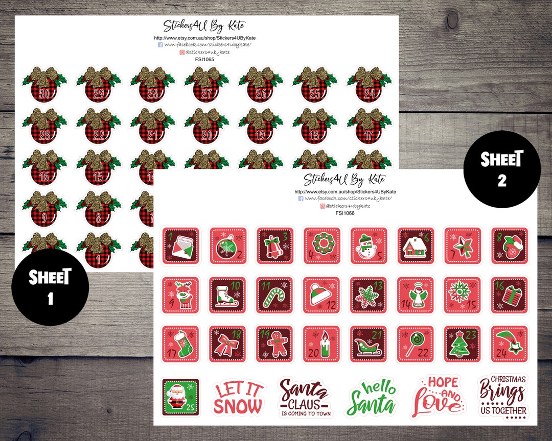 Pegatinas del Planificador de Cuenta Regresiva de Navidad / Pegatinas ...