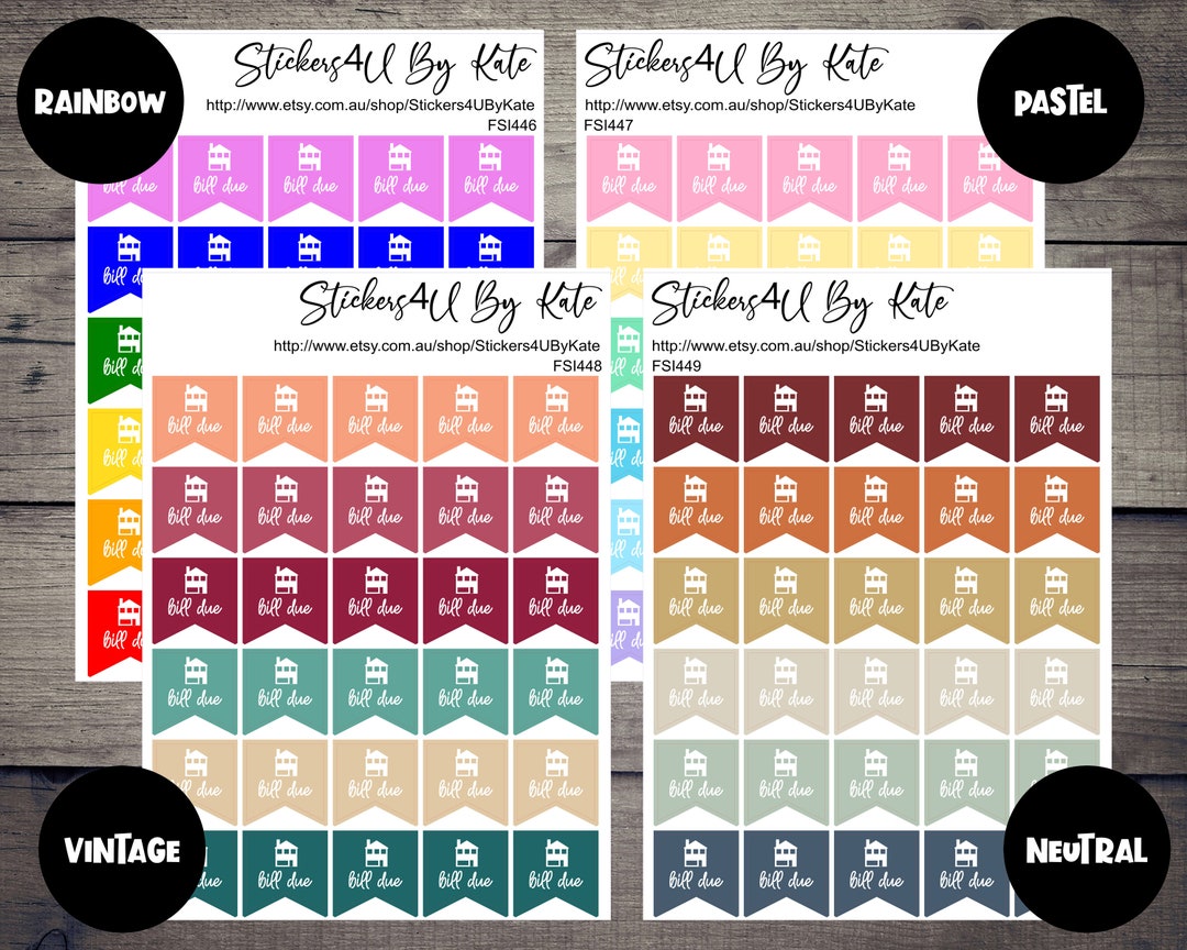 Rent | Mortgage Bill Payment Due | Flag Pay Reminder Planner Stickers ...