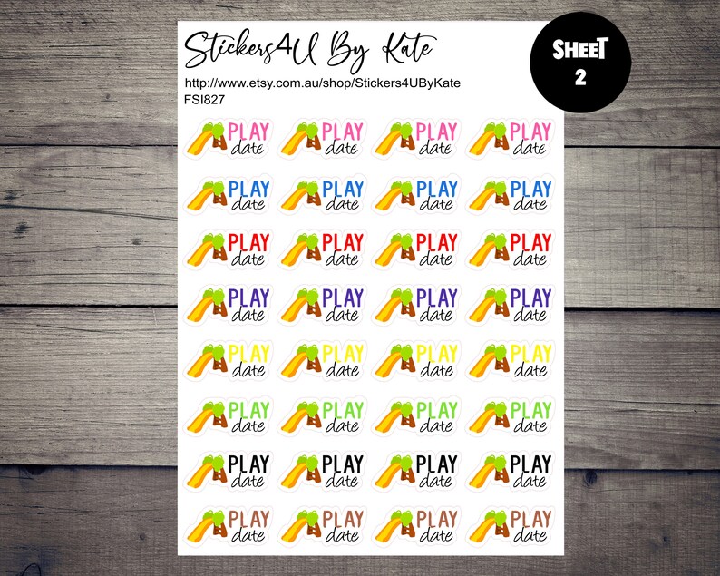 Play Date Icon With Script Planner Sticker | Play Date Planner Stickers ...