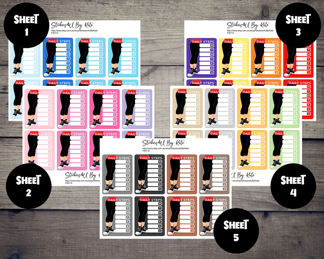Daily Steps Side Bar | Daily Steps Tracker Planner Sticker | Functional ...