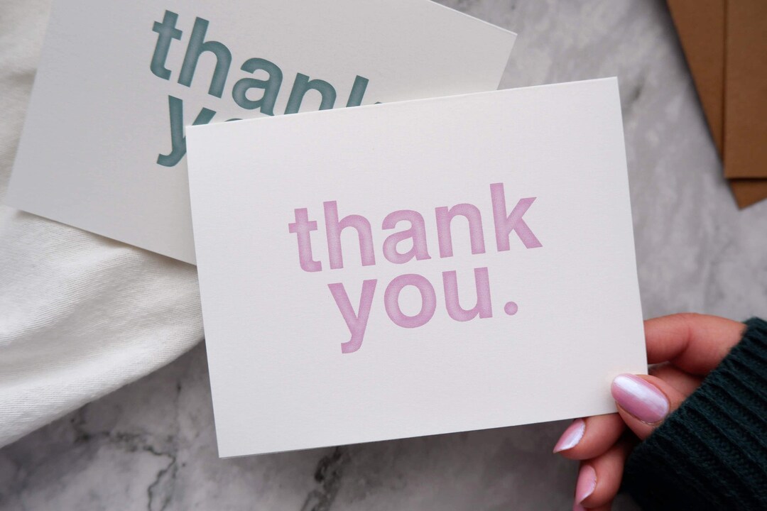 Thank You Greeting Card / Block Letter Card / Gratitude Card / Simple ...