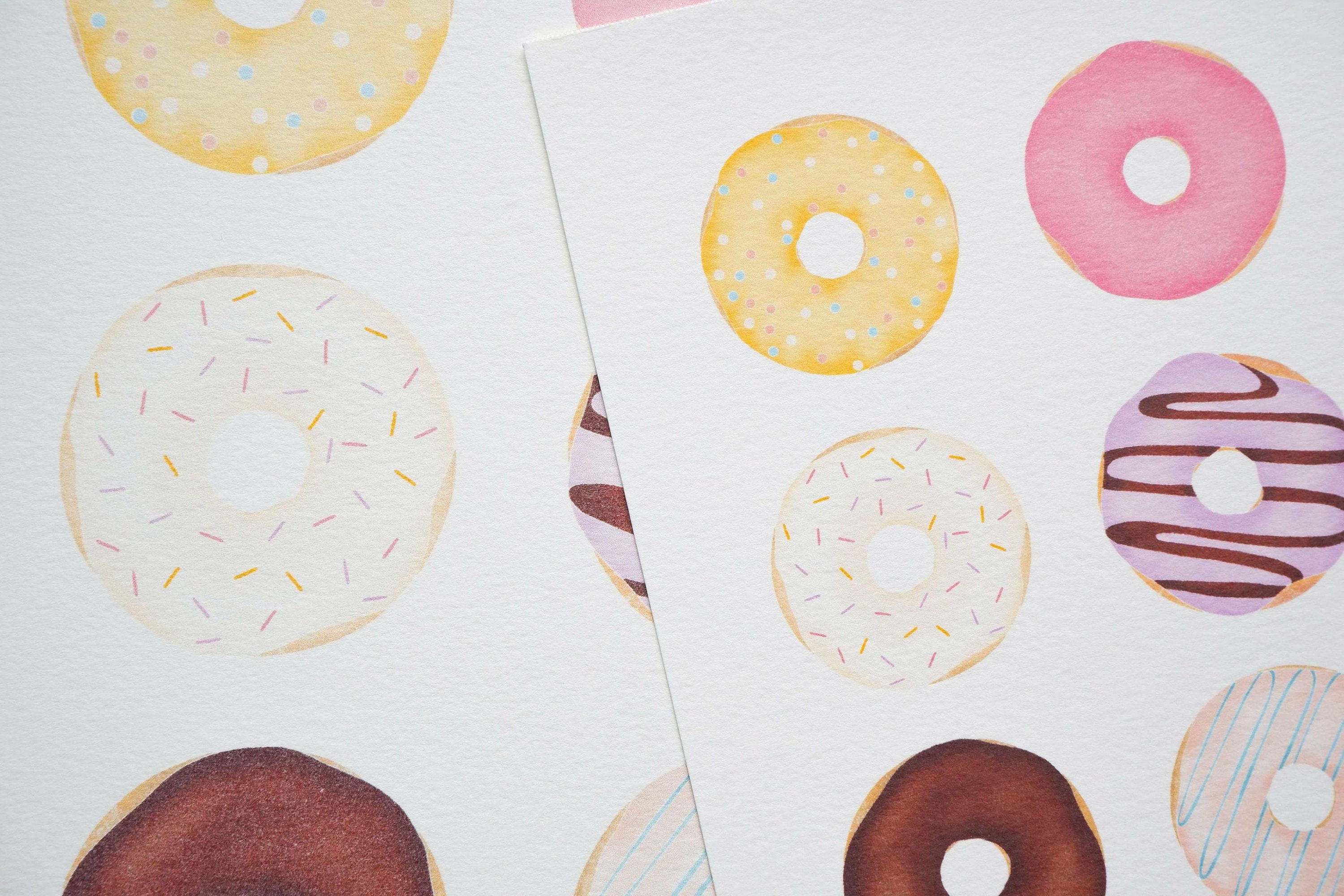 Assorted Doughnuts Art Print / Cute Food Art Print / Donut Art Print ...