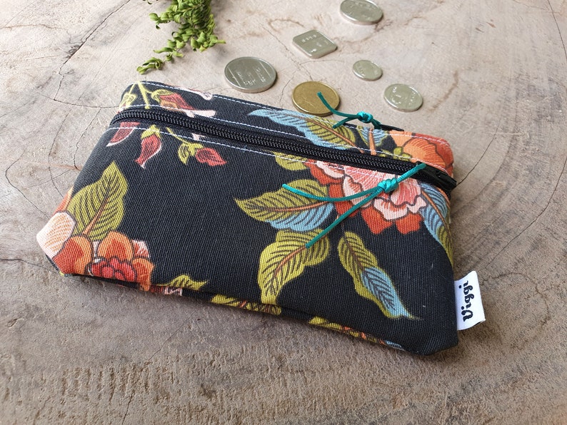 Coin purse flowers / double zipper wallet boho | Etsy