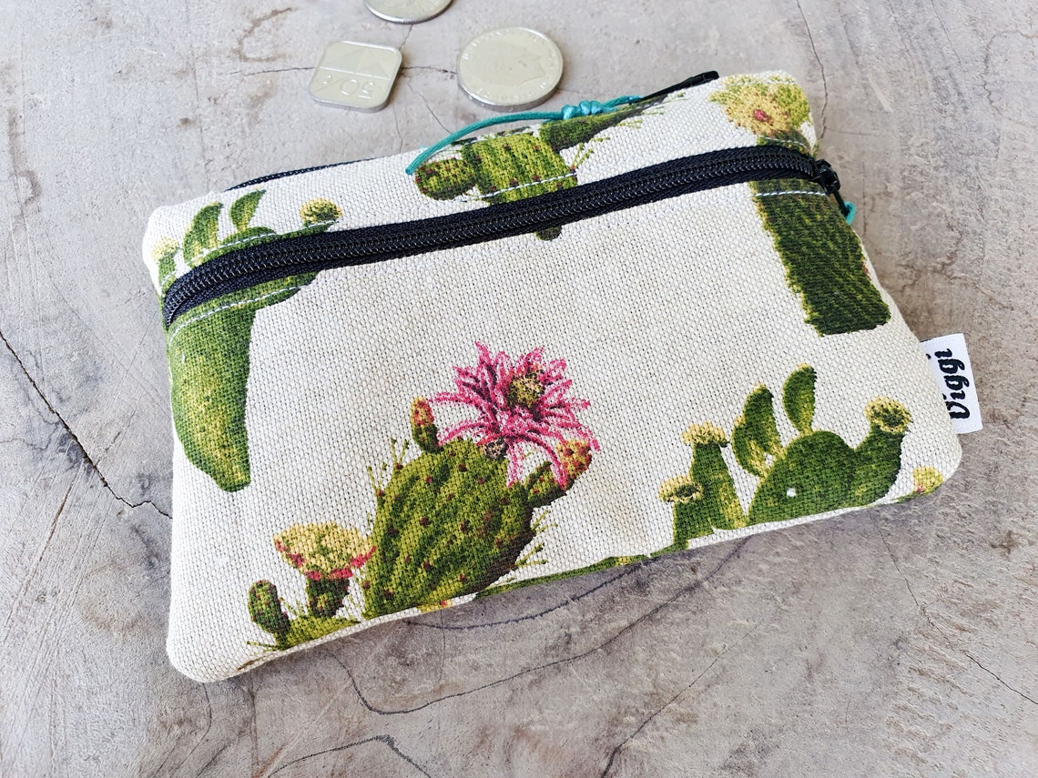 Coin Purse Cactus / Fabric Wallet Women / Vegan Coin Pouch | Etsy
