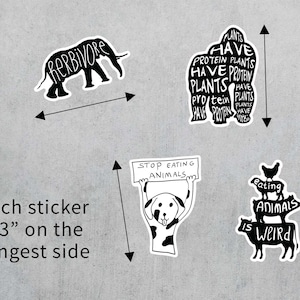 Vegan Sticker Bundle, Vegetarian Decal, Animal Rights Stickers - Etsy