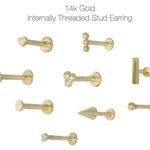 18g 14k Solid Gold Tiny Ball Internally Threaded Labret - Etsy