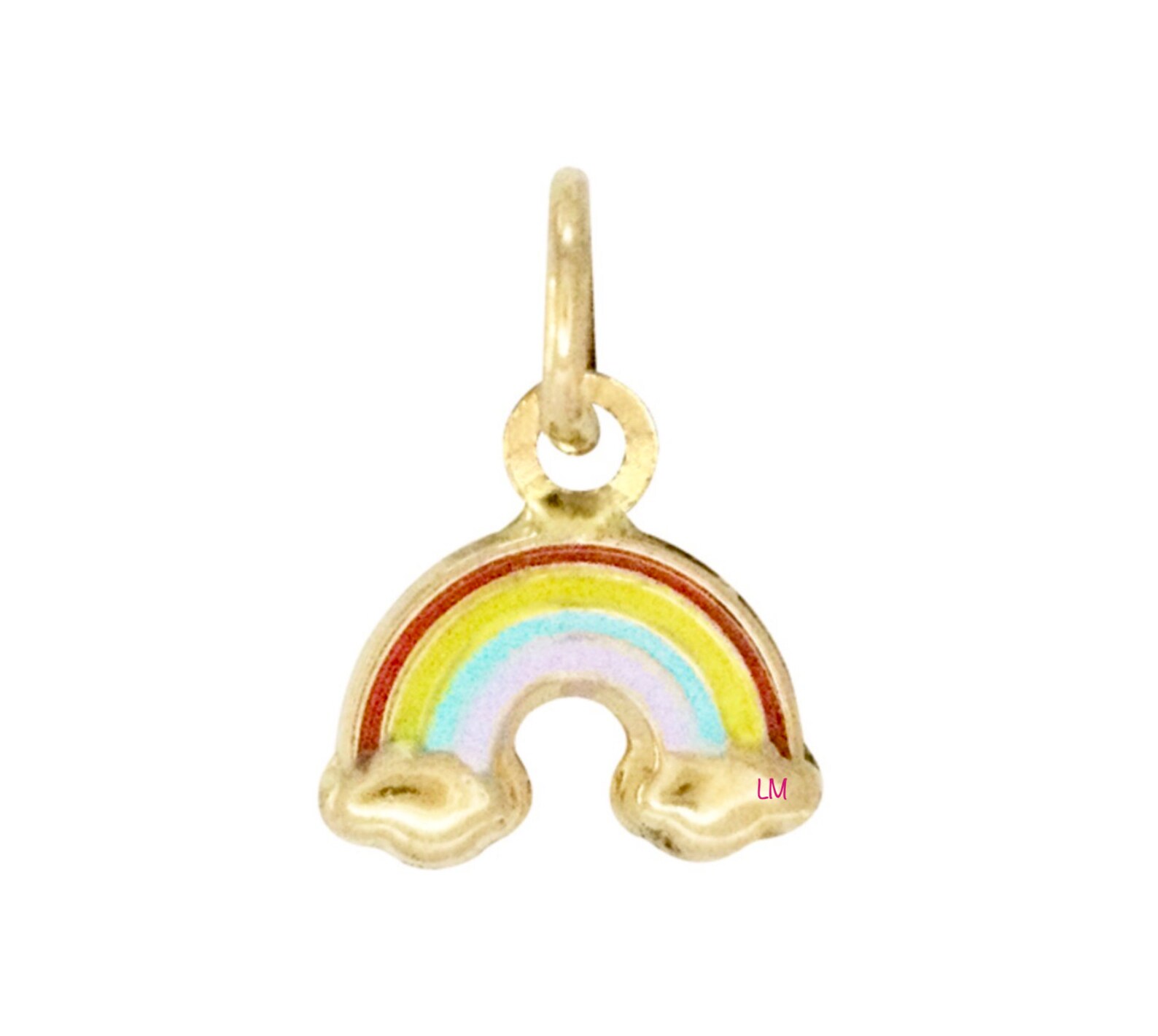 14k Gold Rainbow Charm Enamel Rainbow Charm 14k Gold Charms | Etsy