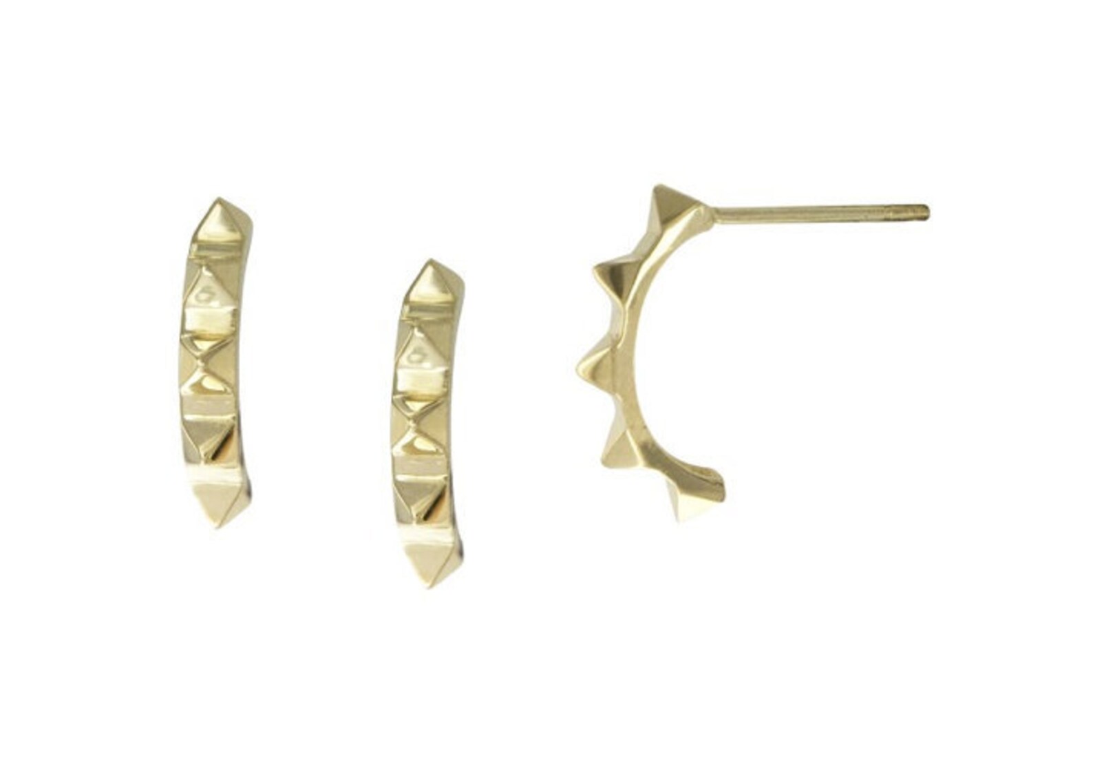 14k Gold Curved Spike Stud Earring Gold Spike Hoop Earring | Etsy