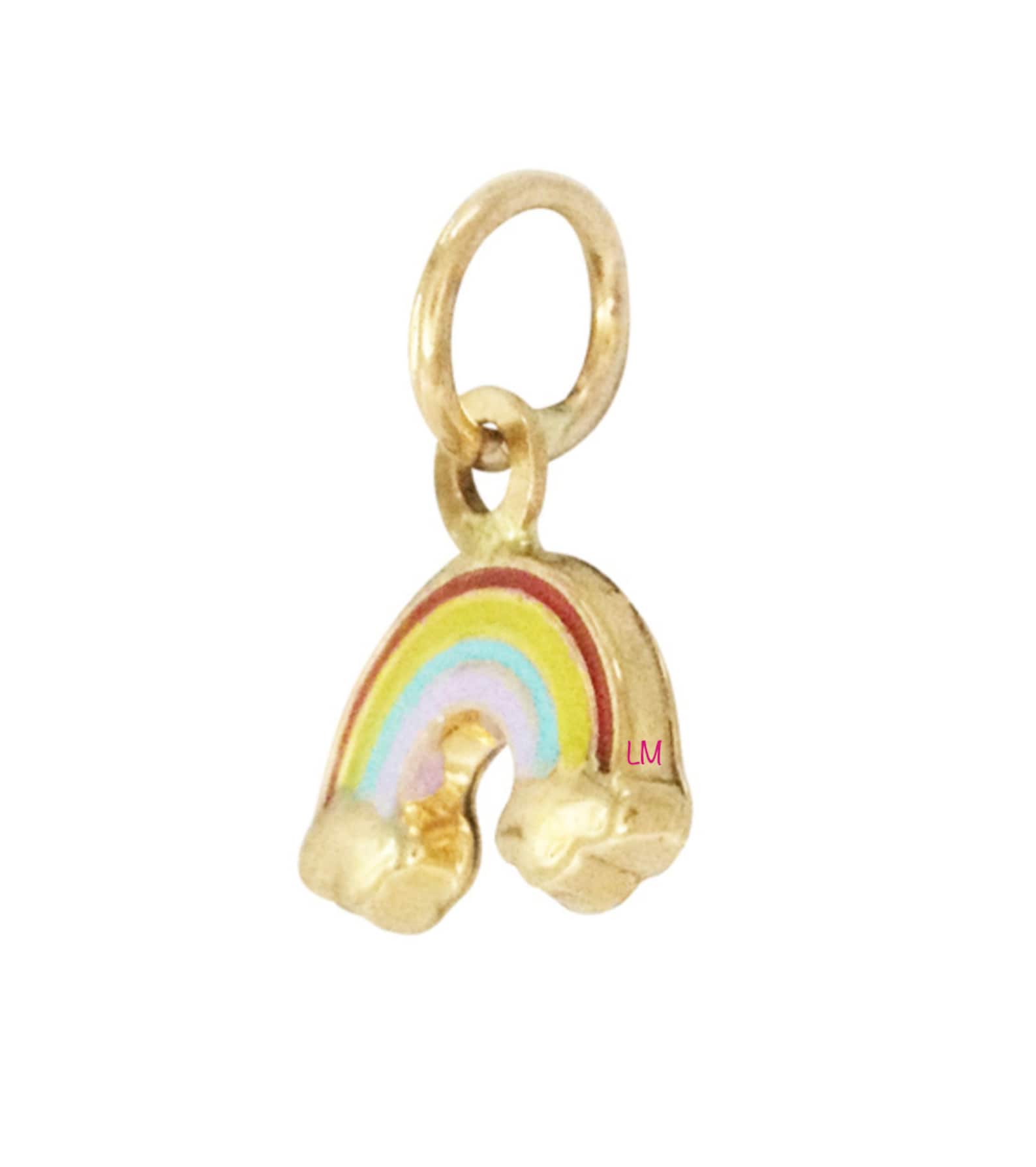 14k Gold Rainbow Charm Enamel Rainbow Charm 14k Gold Charms | Etsy