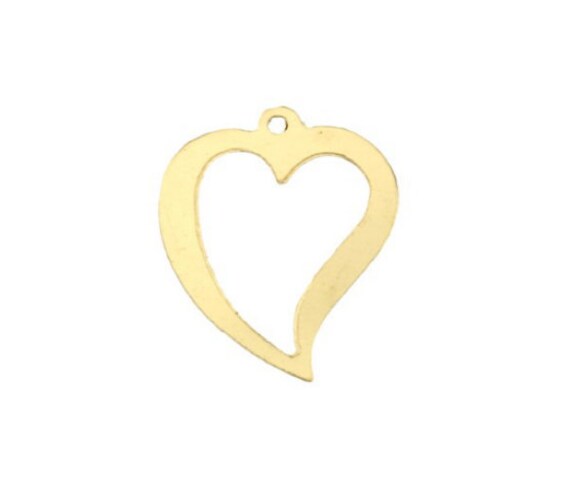 14k Gold Open Heart Charm 14k Gold Heart Stampings Heart | Etsy