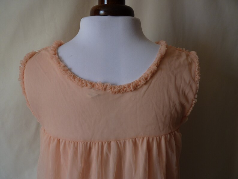 Vintage Peach Nylon Nightie 1970s UK 16 , US 12 - Etsy