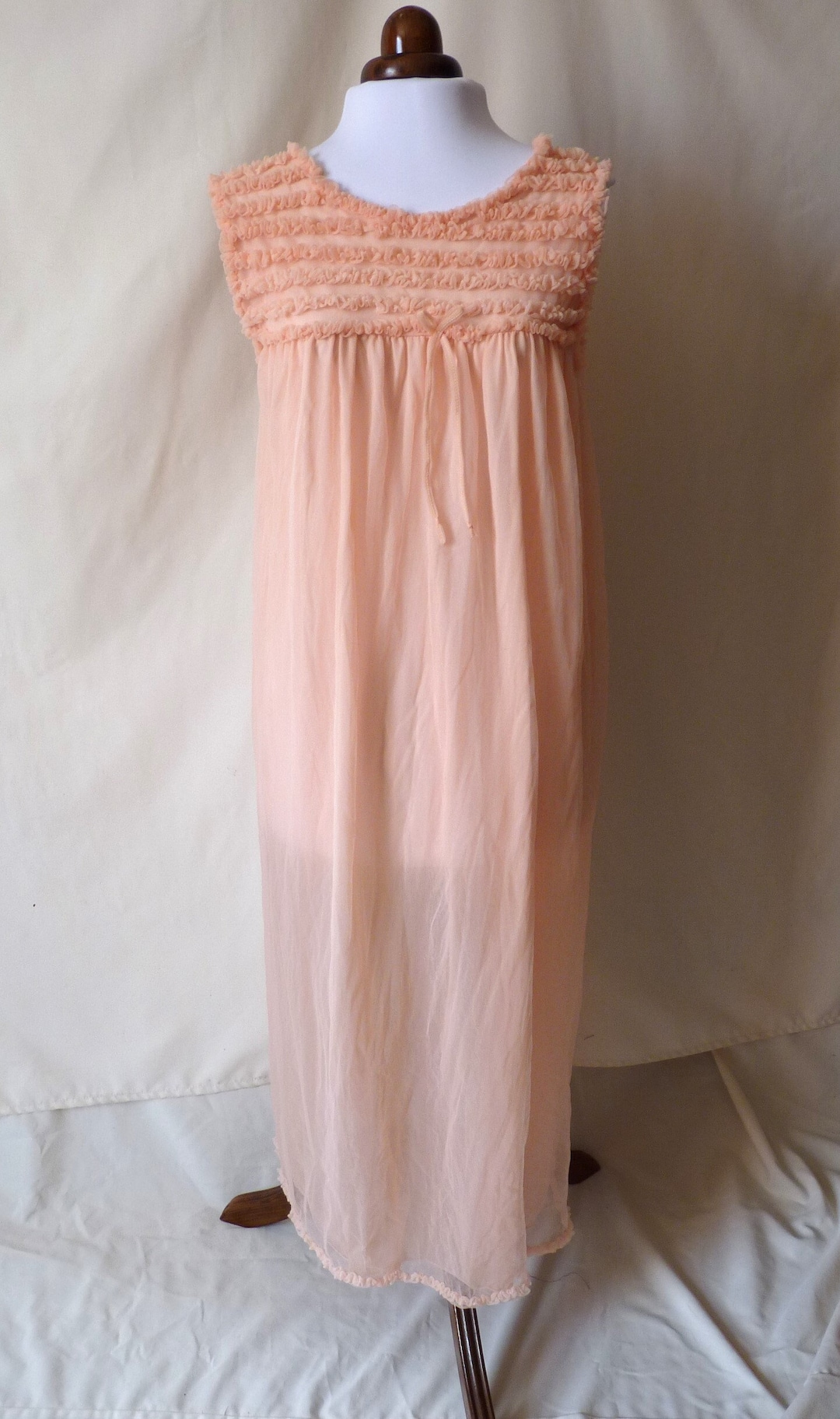 Vintage Peach Nylon Nightie 1970s UK 16 , US 12 - Etsy