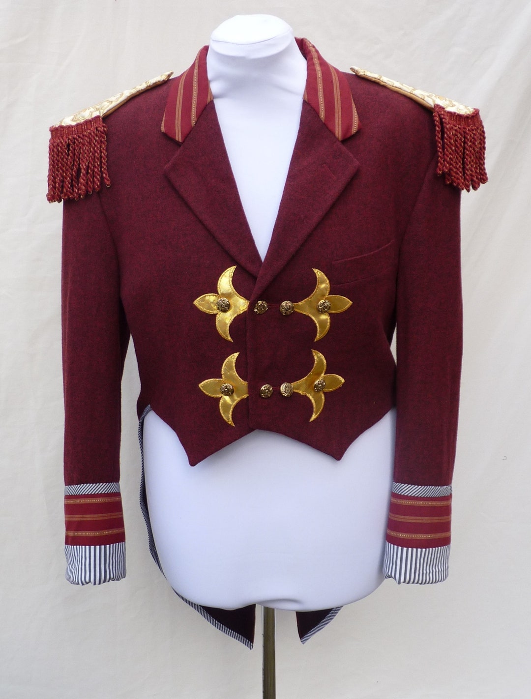 Mens Medium , Upcycled Red Ringmaster Tailcoat Jacket /circus ...