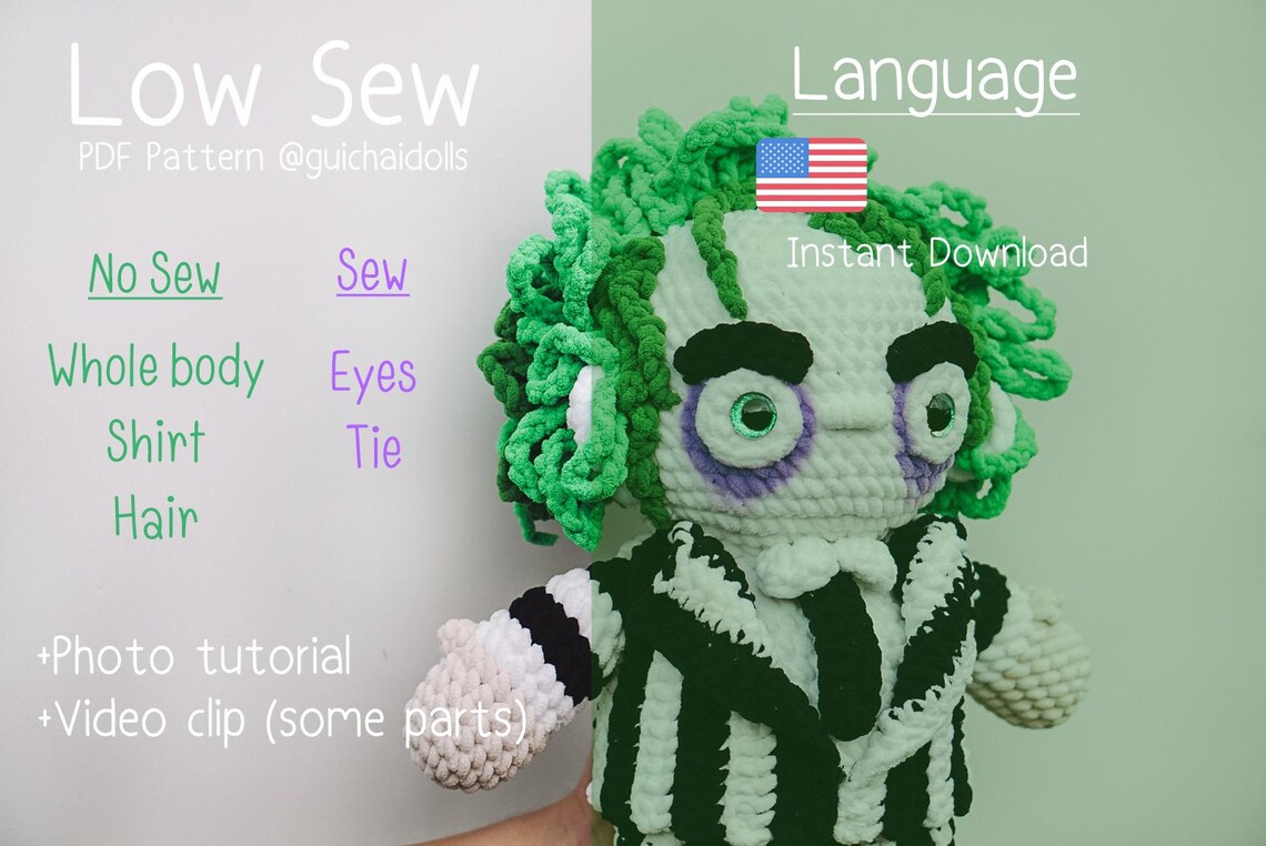Low Sew Horror Chibi Crochet Pattern PDF – Photo Tutorial, Instant ...