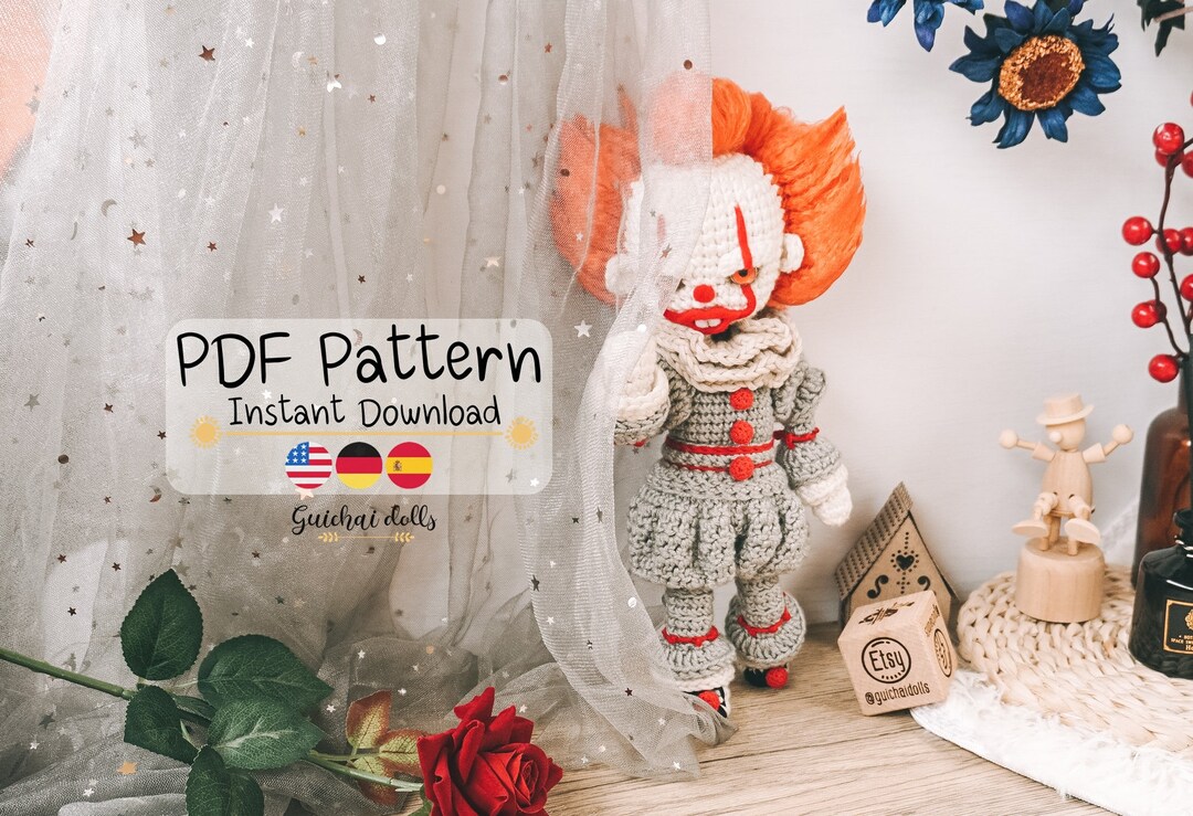 Pennywise PDF Pattern amigurumi Pattern, Photo Tutorial, Crochet ...