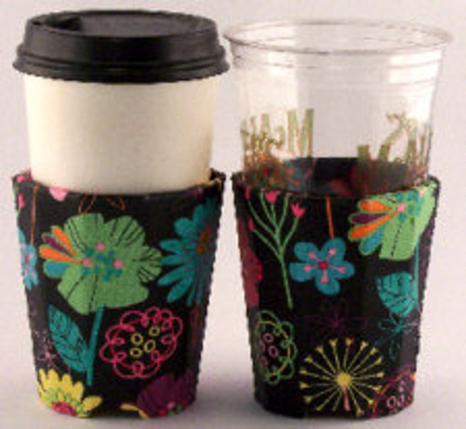 Beverage Insulator Retro Floral Fabric Pockethuggie Reusable, Cold ...