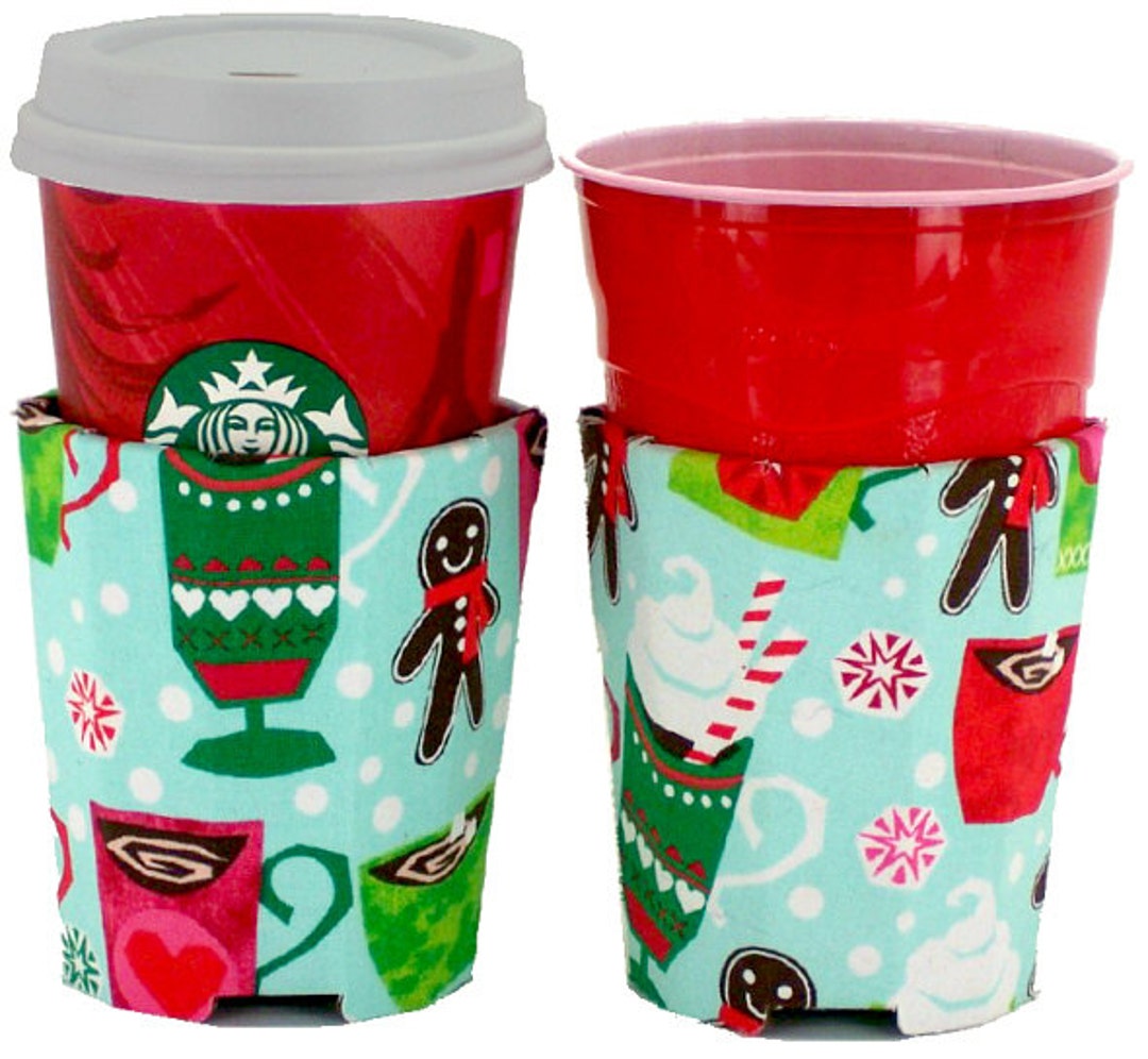 2 Beverage Cup Insulator Designer Coffee Lovers Fabric Pockethuggie ...