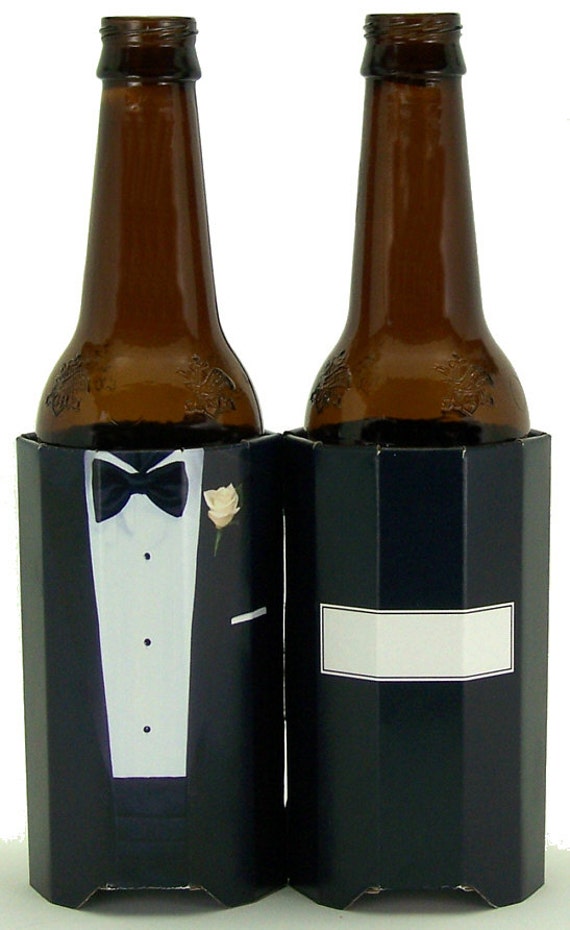 Glass Beer Bottle2 Beverage Insulators formal tuxedo - Etsy