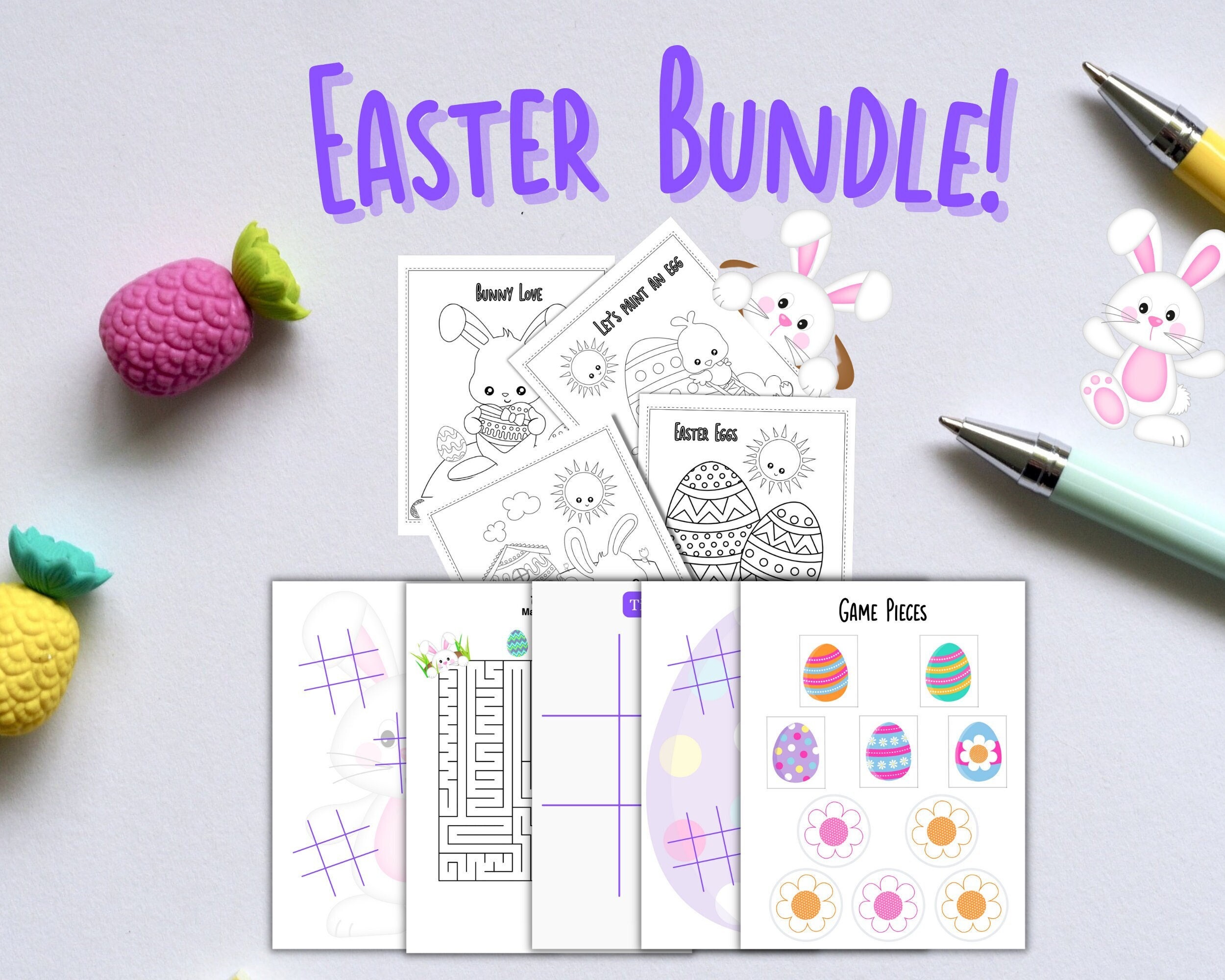 Easter Printable Games Coloring Pages, Easter Maze, Tic-tac-toe Kids ...
