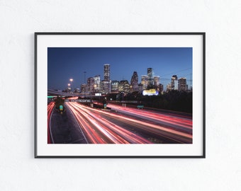 Black and White Downtown Houston Skyline and Be Someone Mural Landscape ...
