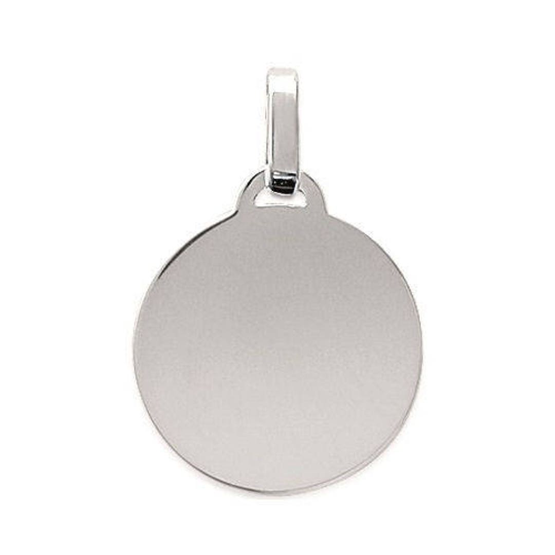 Engravable Pendant, 22mm Round, Flat, Thick Medal in 925/000 Silver ...