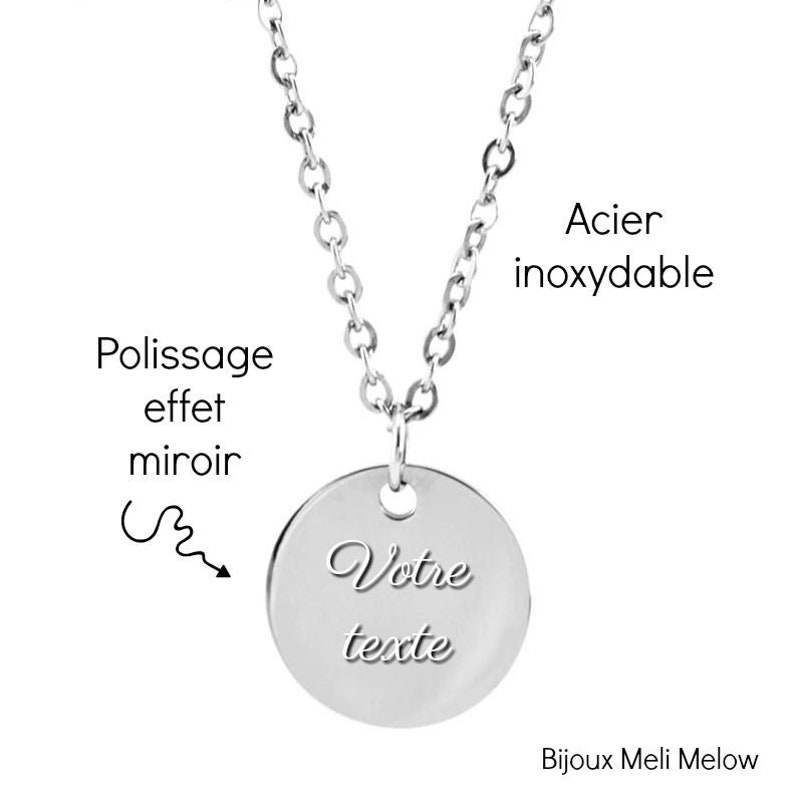 Collier à graver médaille ronde chaîne et mousqueton - Etsy France