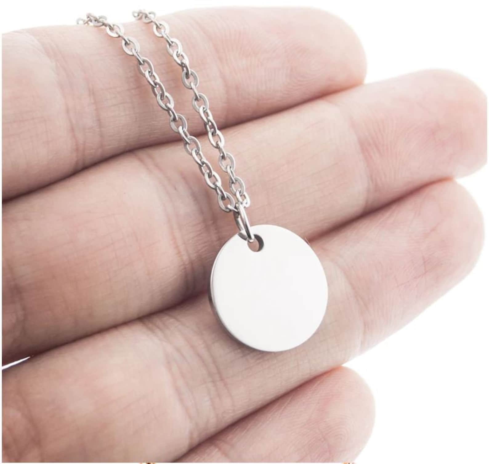 Collier à graver médaille ronde chaîne et mousqueton - Etsy France