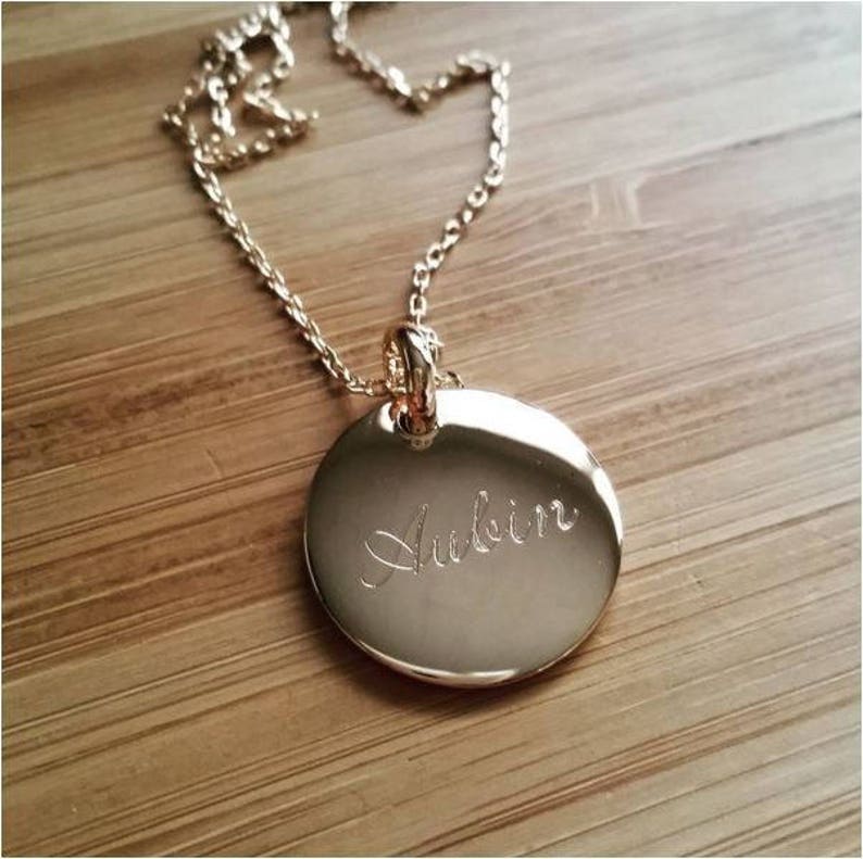 Collier à graver chaîne et médaille ronde 20 mm bijou - Etsy France