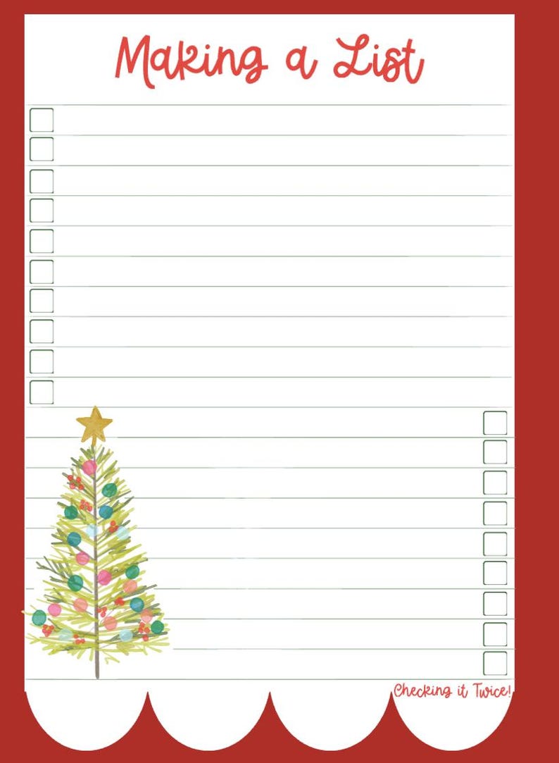 The Kristin Notepad --christmas List Edition - Etsy