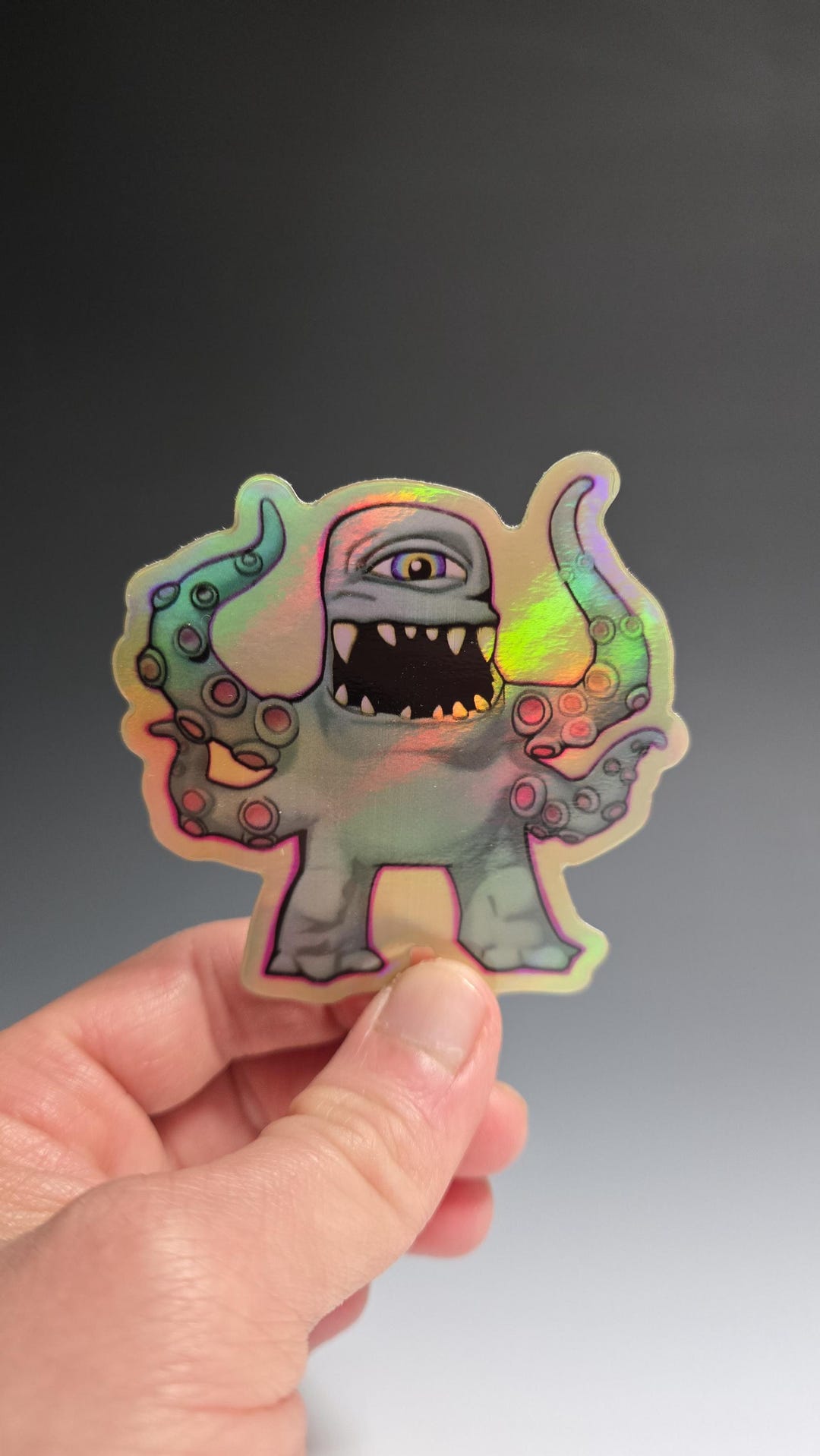 Holographic Monster Sticker by Oscar Yaquian, 3"x2.75" - Etsy