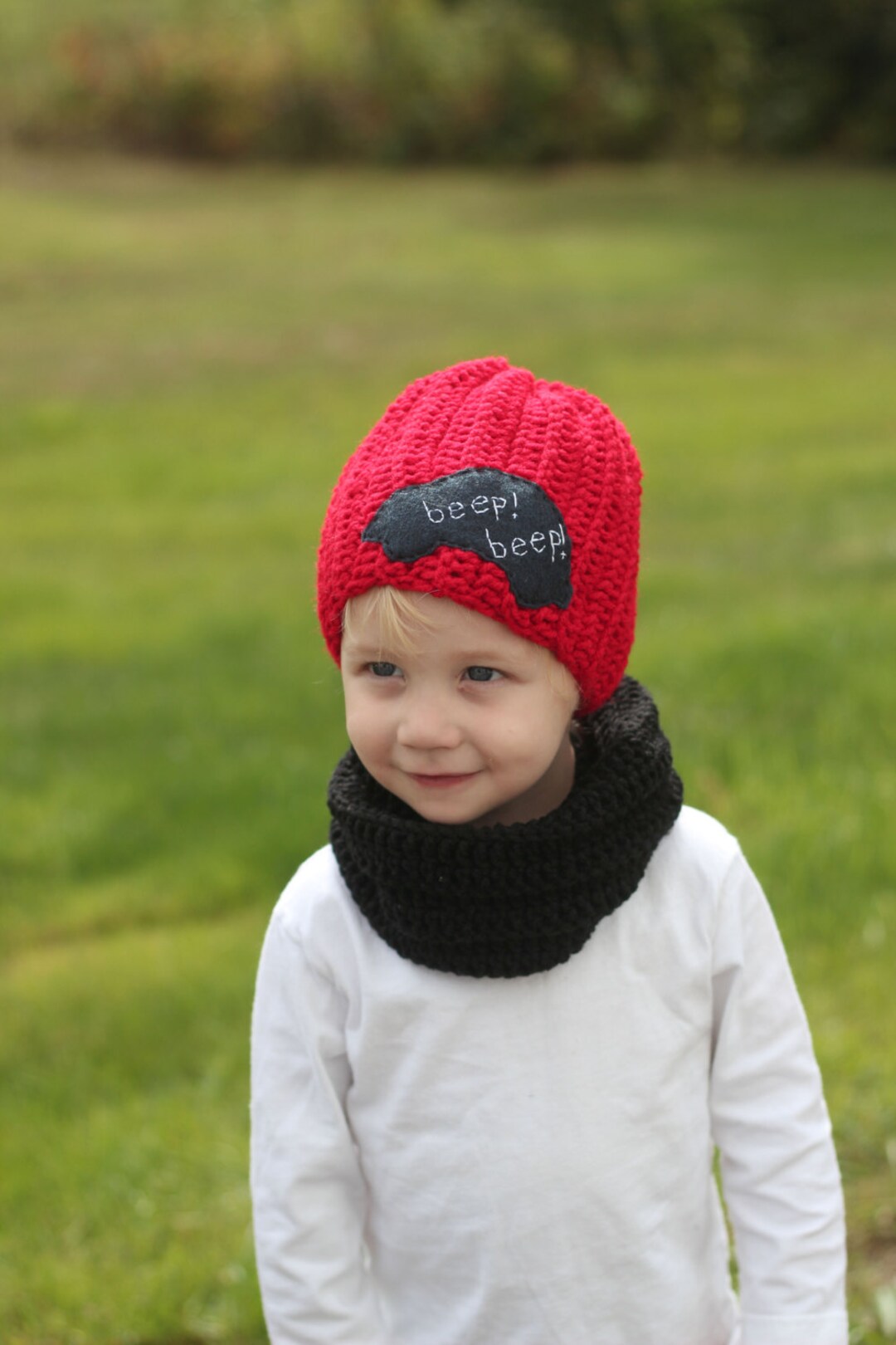 Crocheted Car Hat/ Car Hat/ Beep Beep Hat/ Boys Winter Hat/ Red Hat ...