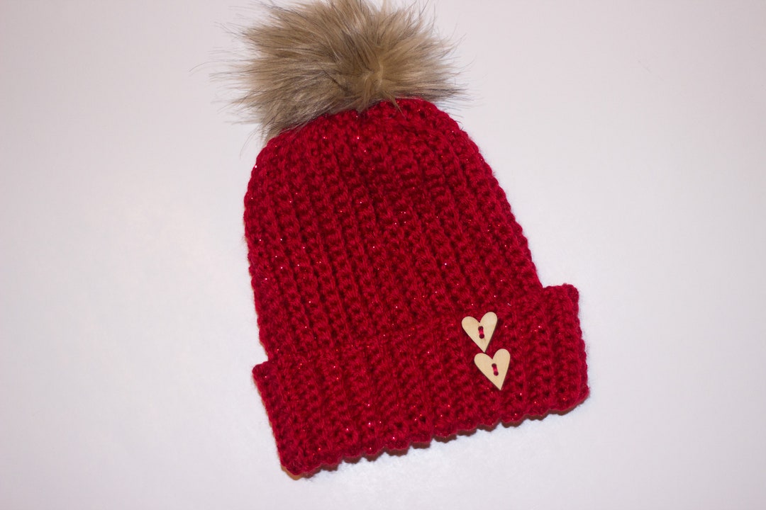 Red Pom Pom Hat/ Girls Red Hat/ Girls Pom Pom Hat/ Red Hat/ Girls ...