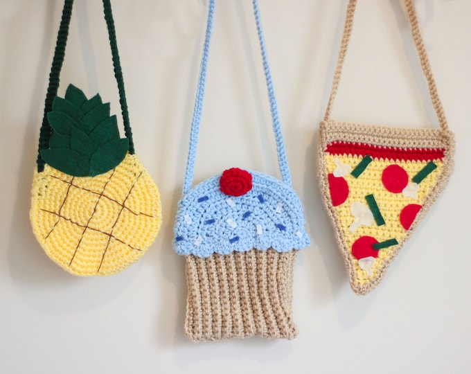 Pizza Purse/ Pineapple Purse/ Cupcake Purse/ Girls Purse/ Crocheted ...