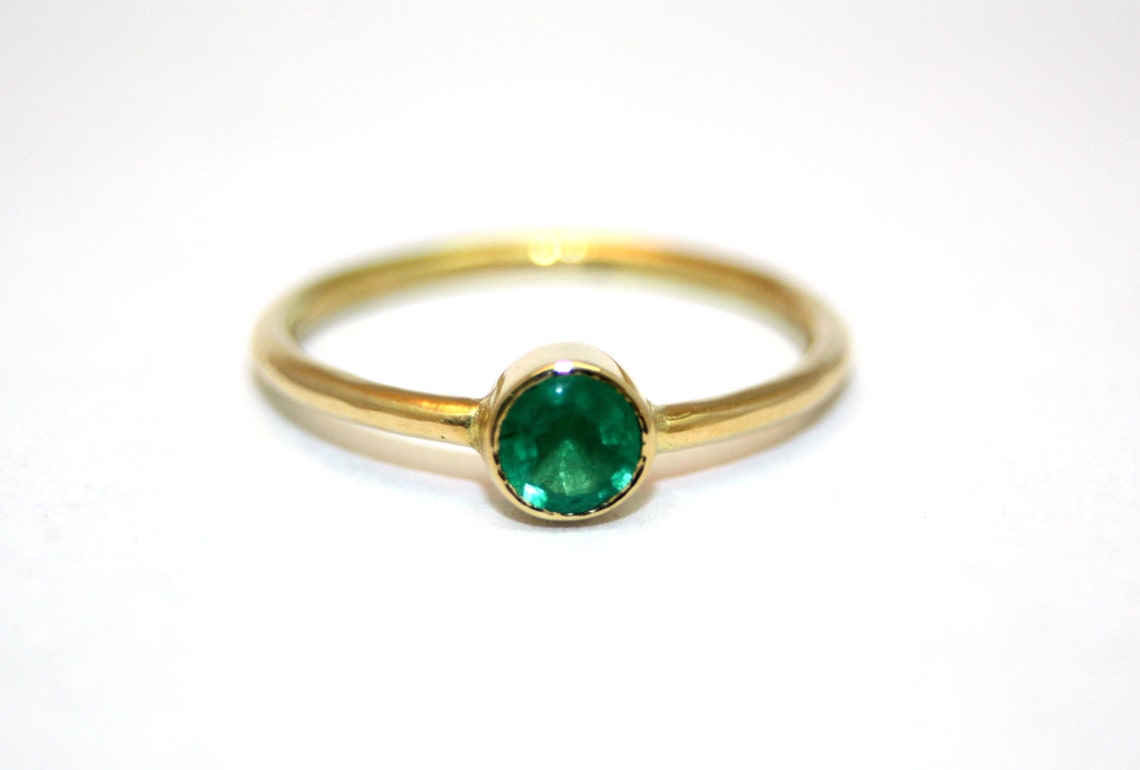 Natural Emerald Ring, Simple Gold Ring, Delicate Gold Ring, Thin Gold ...