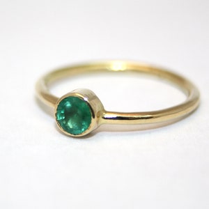 Natural Emerald Ring, Simple Gold Ring, Delicate Gold Ring, Thin Gold ...