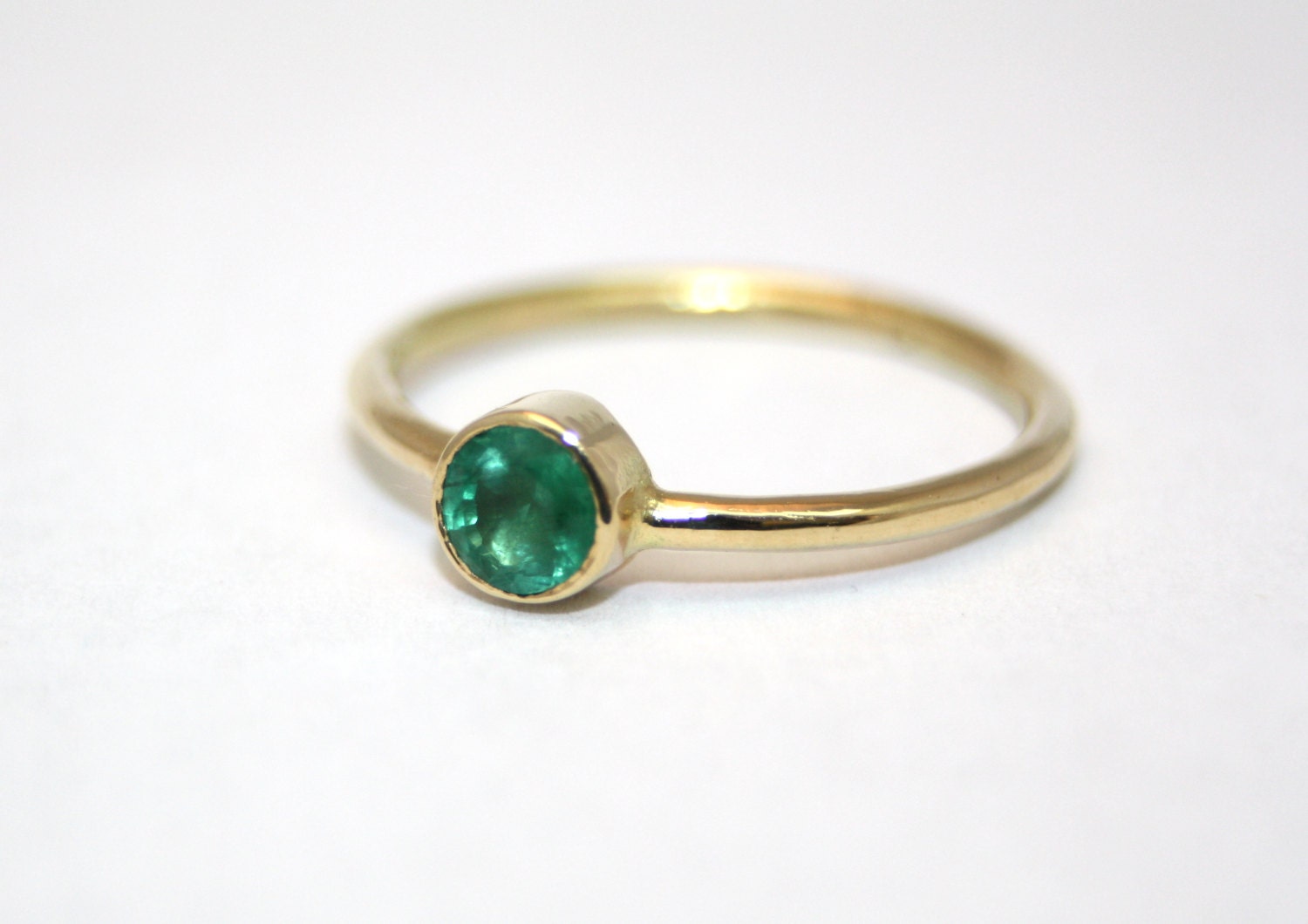 Natural Emerald Ring, Simple Gold Ring, Delicate Gold Ring, Thin Gold ...