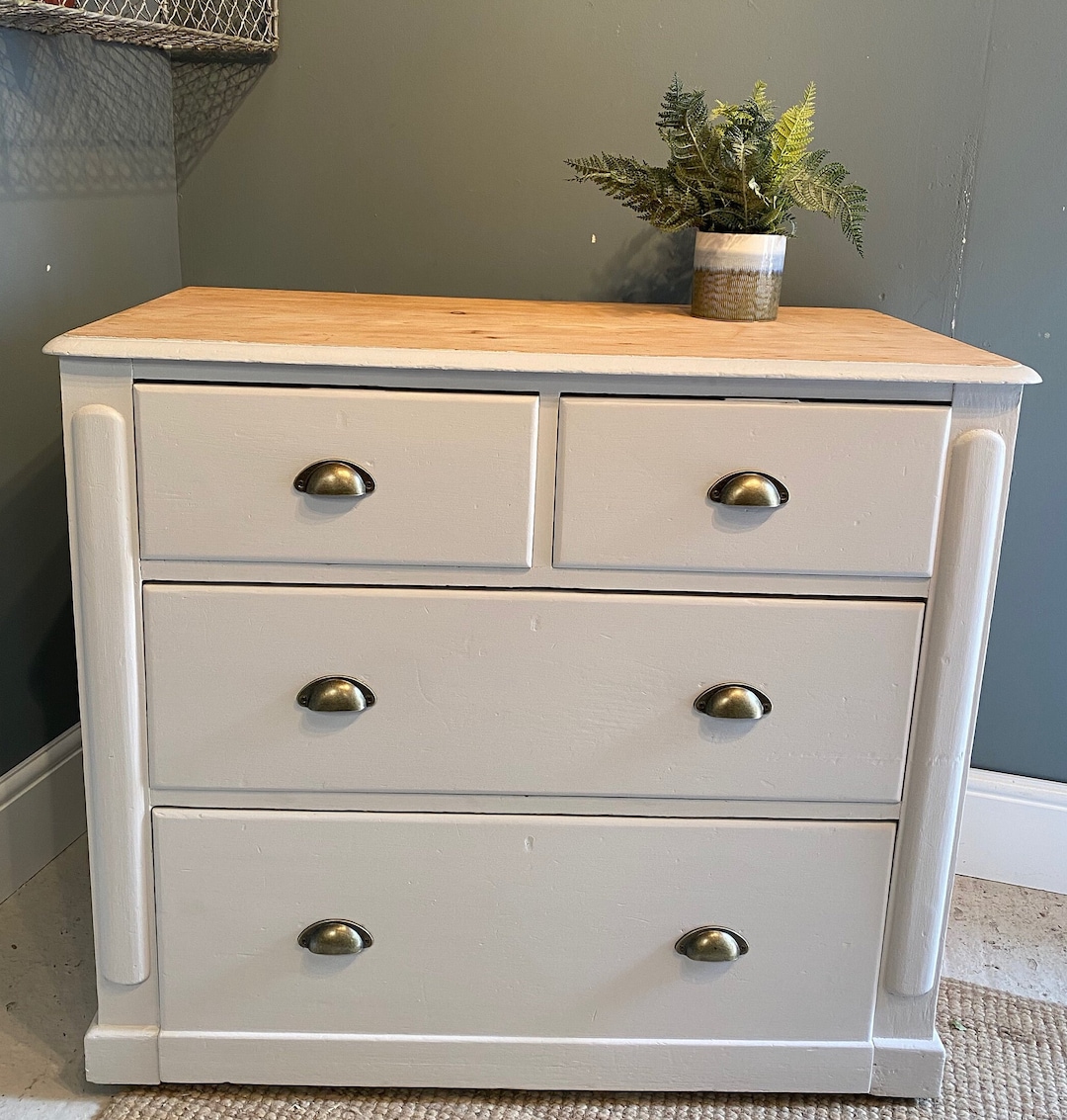 Vintage Painted Chest of Drawers Frenchic Cool Beans - Etsy UK