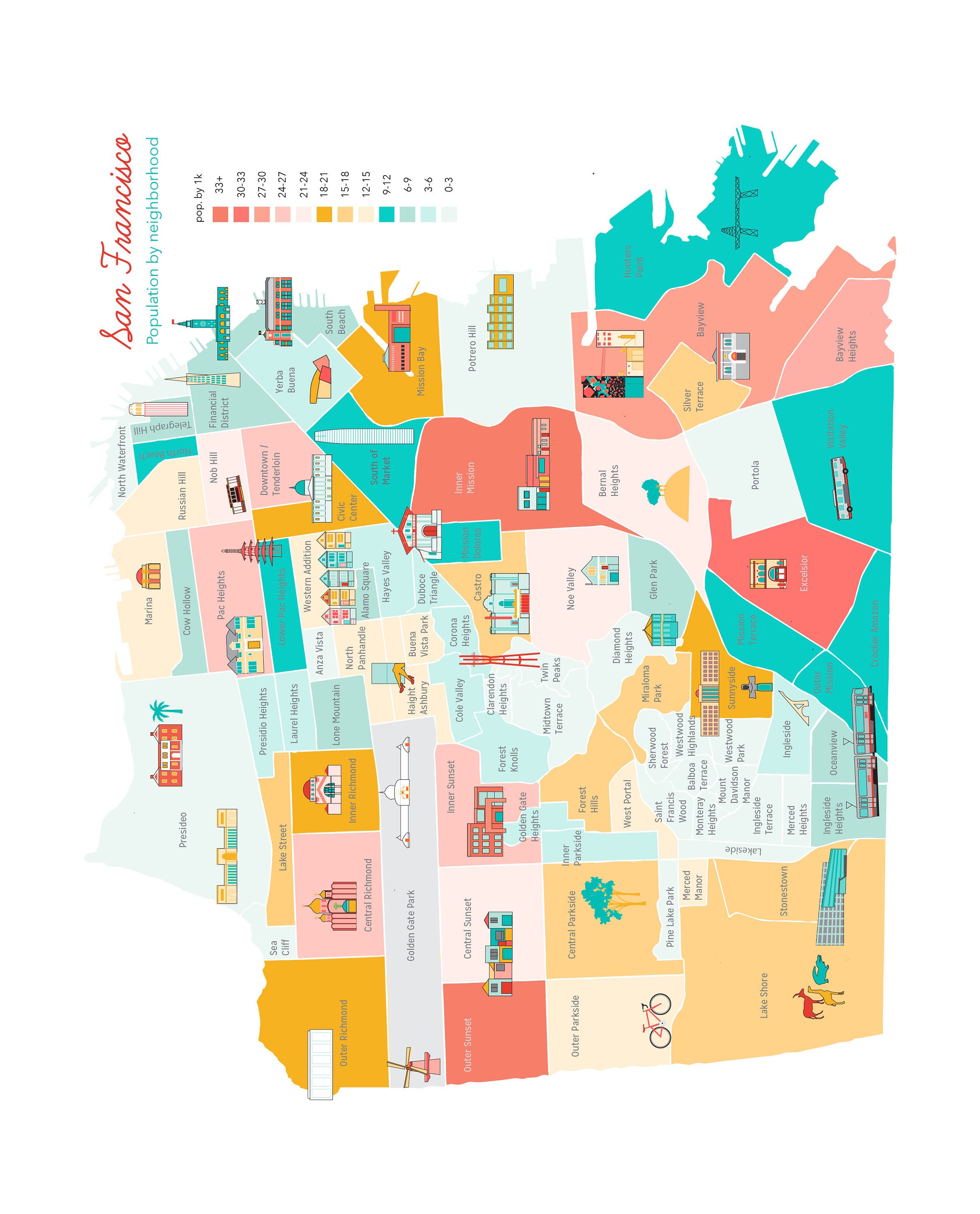 San Francisco Neighborhood Infographic - Etsy