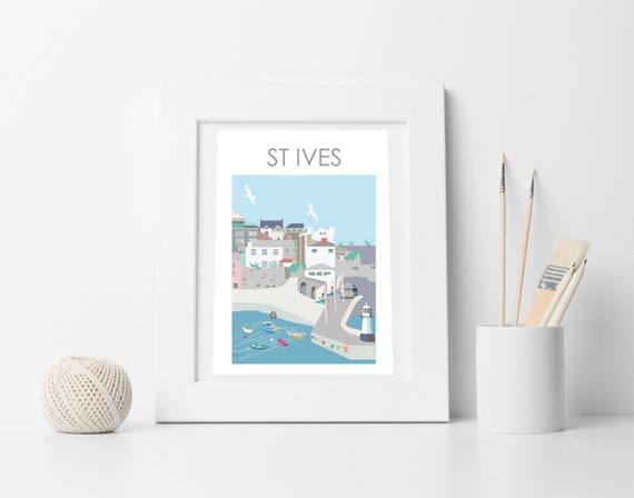 Prints ST IVES HARBOUR Digital Art Travel Print/ Poster Designed by ...