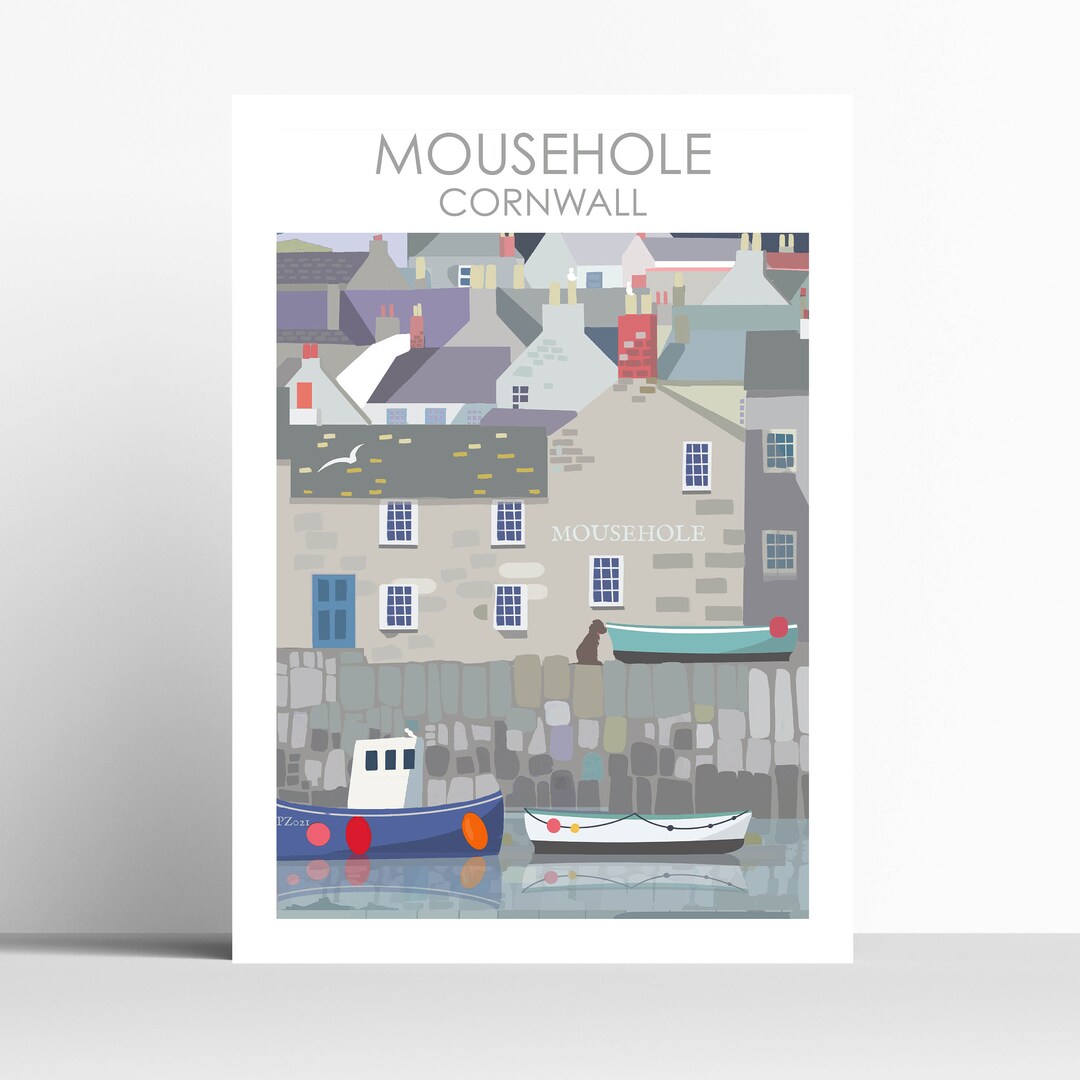 MOUSEHOLE HARBOUR Cornwall Travel Print Poster Birthday Gift - Etsy UK