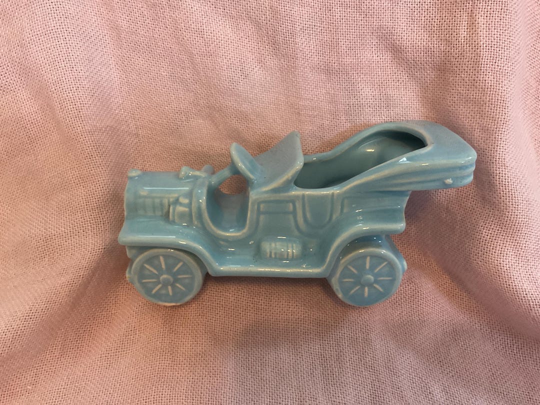 Vintage Antique Blue Car Pottery Planter - Etsy