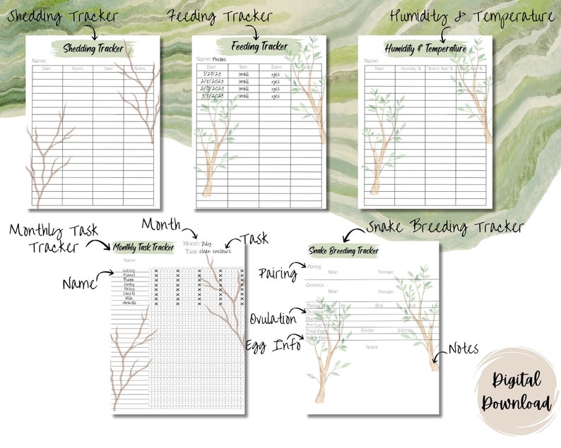 Ball Python Snake Care Planner: Breeding & Feeding Tracker (PDF Digital Download) - Etsy