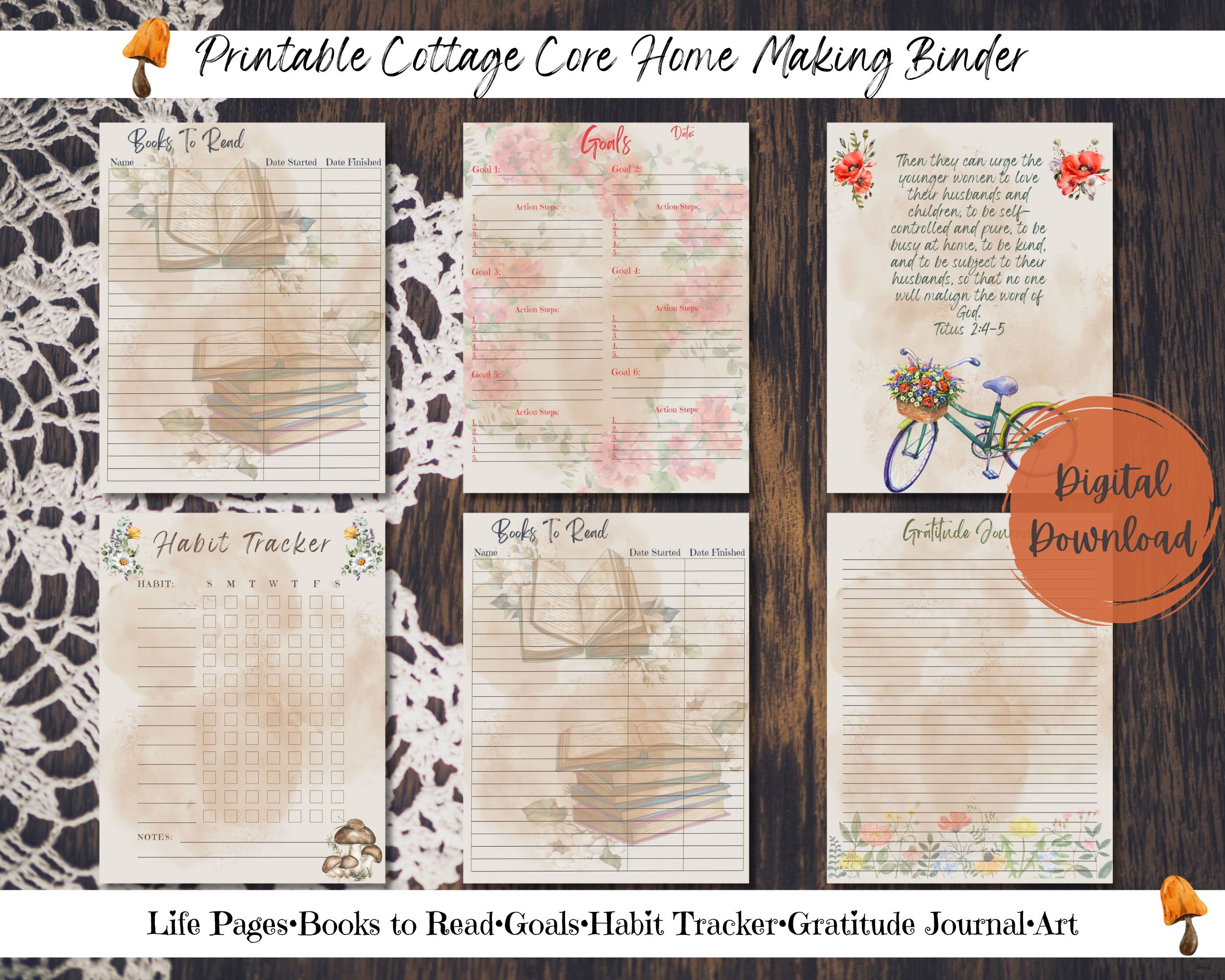 Cottagecore Printable Daily Weekly Home Making Binder Planner - Etsy