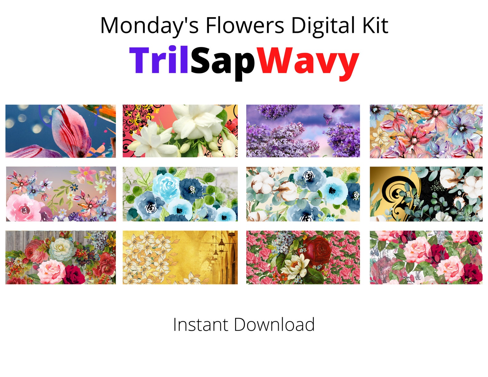 Monday's Flowers Junk Journal Kit Digital Junk Journal | Etsy